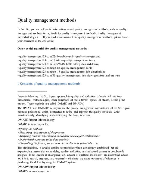 Quality management system procedures | PDF