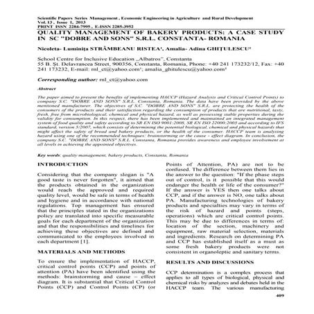 Quality management of bakery products | PDF