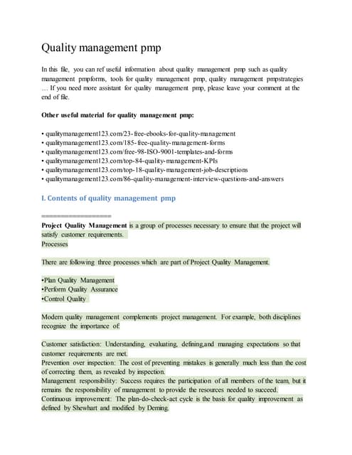 Quality management representative responsibilities | PDF