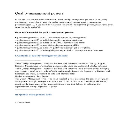 Quality management posters | DOCX