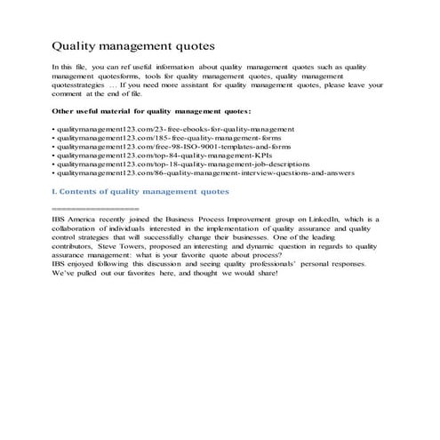 Quality Management System Quotes ISO 9001 Quality Management System