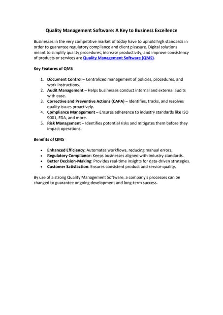 Implementing quality management system | PDF