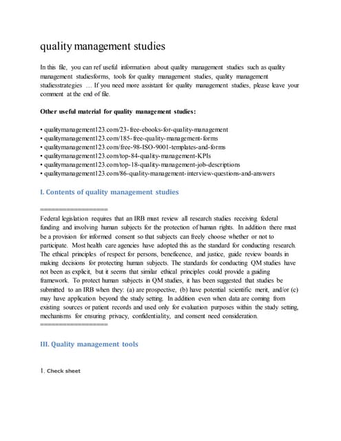 Quality management in healthcare | PDF