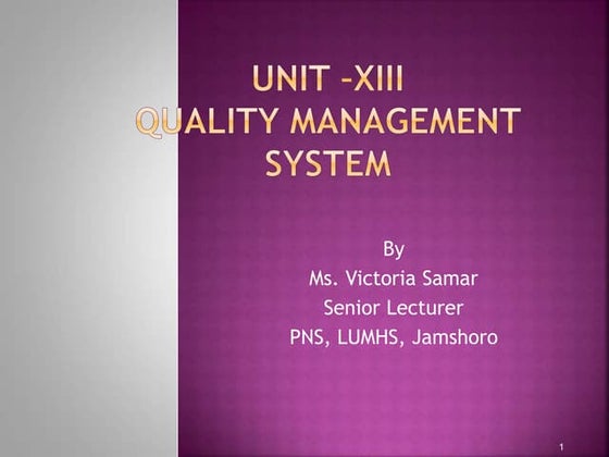 Quality Management Systems on SlideShare by Raj Kumar Mandal. | PPT