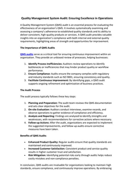 ISO 9001 INTERNAL AUDITS: BEST PRACTICES FOR EFFECTIVE QUALITY ...