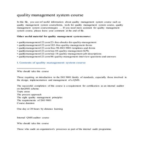 Quality management system template free | DOCX