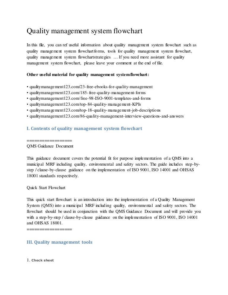 Quality management system flowchart