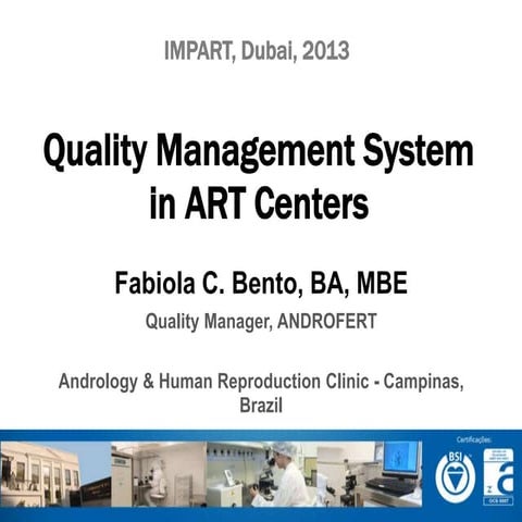 Quality Management System in ART Centers | PPTX