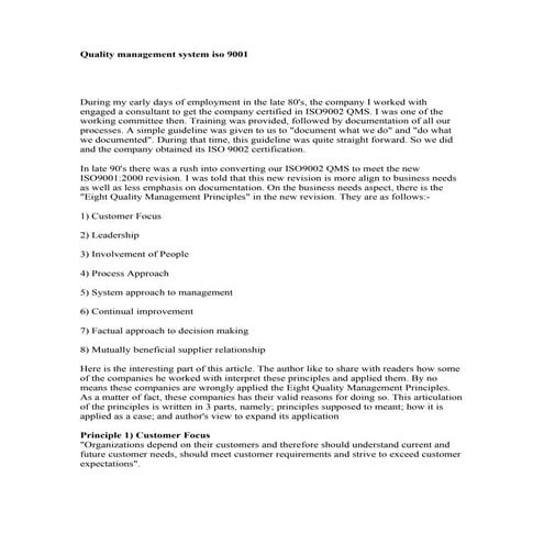 Quality management system iso 9001 | DOC