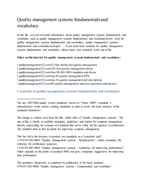 Quality management essentials | PDF