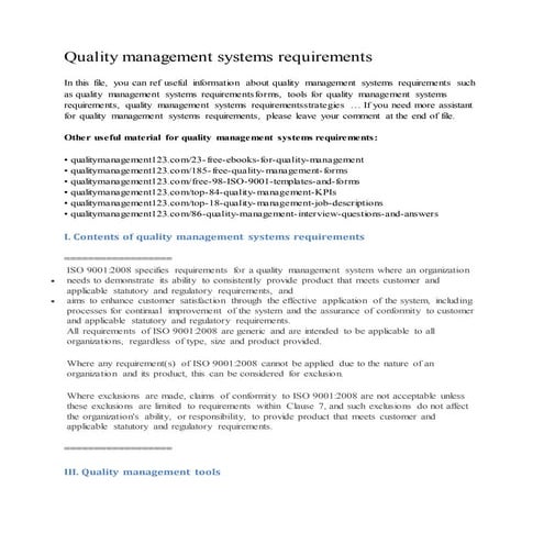 Quality management process model