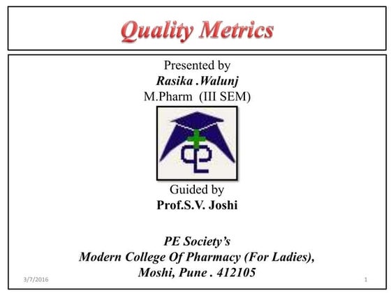 Quality metrics ppt_v.kumar | PPT