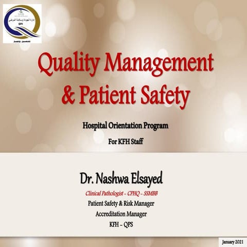 Quality orientation lecture (hospital orientation program) | PDF