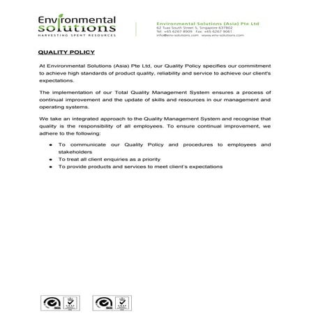 QUALITY POLICY | PDF
