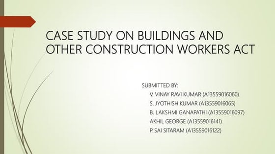 Building and Other Construction Workers Act, 1996 | PPTX