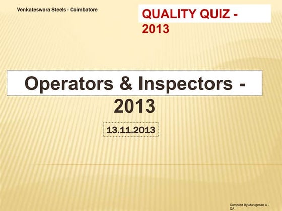Quiz on World Quality Day - 2017 | PPT