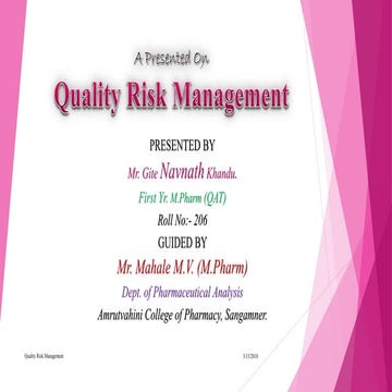 Quality Risk Management | PDF