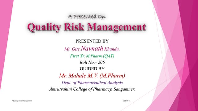 Quality Risk Management | PPTX