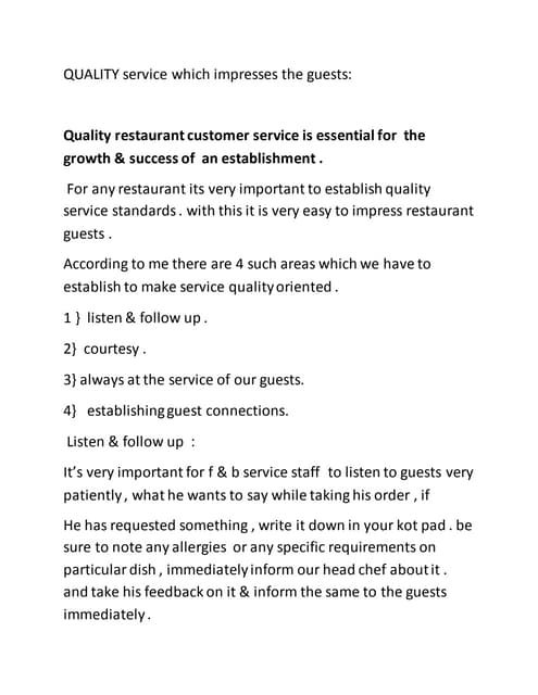 FOOD AND BEVERAGE SERVICE PROCEDURES | PPTX | Bars & Restaurants ...