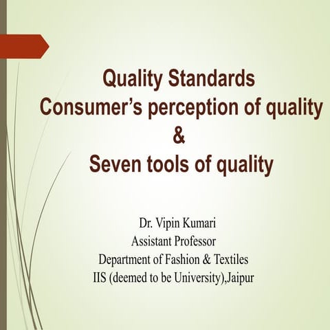 Quality standards & Seven tools of quality | PPT