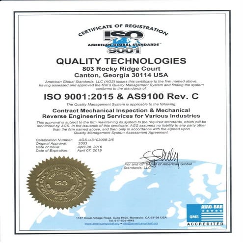 Quality technologies iso 9001 | PDF