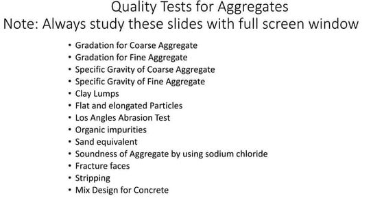 Tests of aggregates | PPT