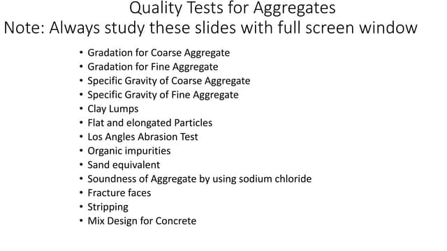 Tests of aggregates | PPTX