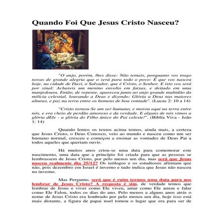 Quando foi que jesus cristo nasceu | PDF