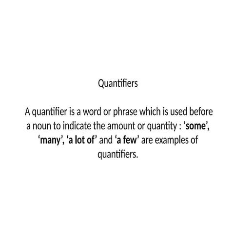 Quantifiers in English slides presentation | PPTX