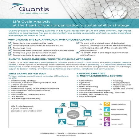 Quantis Corporate Leaflet on Life Cycle Analysis | PDF