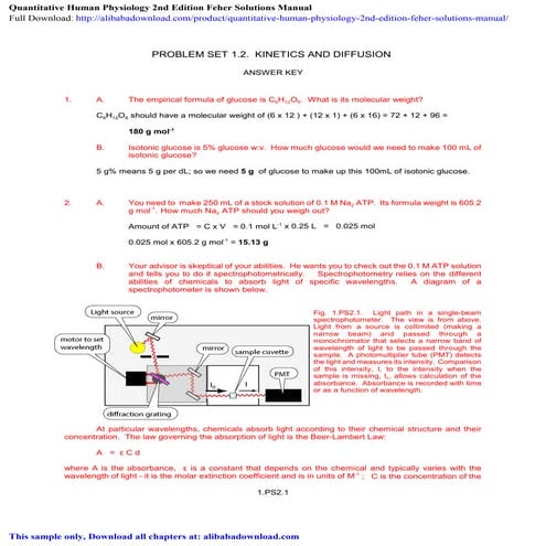 Quantitative Human Physiology 2nd Edition Feher Solutions Manual | PDF