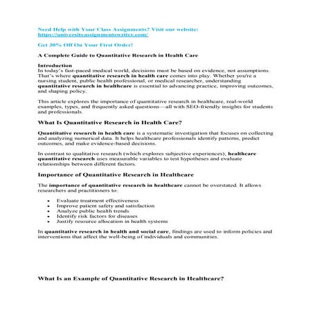 A Complete Guide to Quantitative Research in Health Care | PDF