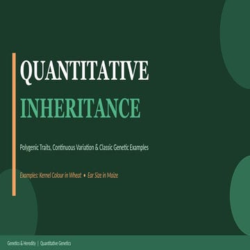 Understanding Quantitative Inheritance: Polygenic Traits and Classic ...