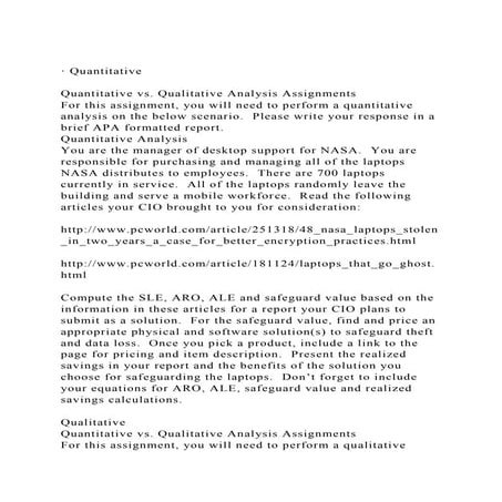 · QuantitativeQuantitative vs. Qualitative Analysis Assignment.docx