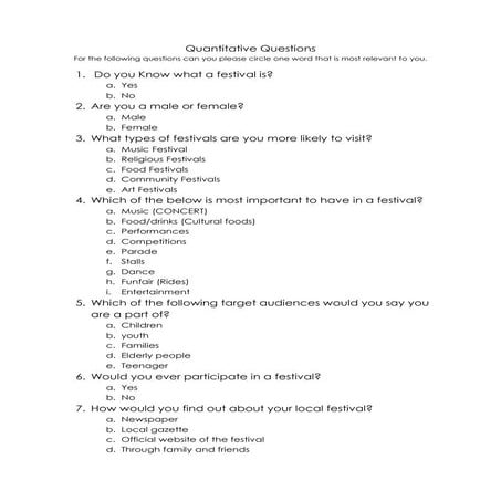 Quantitative Questions - Festival | DOCX