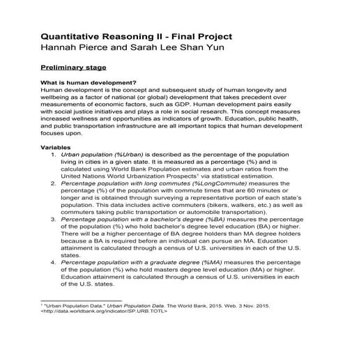 Quantitative reasoning II - final project | PDF