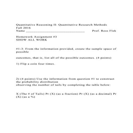 Quantitative Reasoning II Quantitative Research Methods .docx | Homework and Study | Education