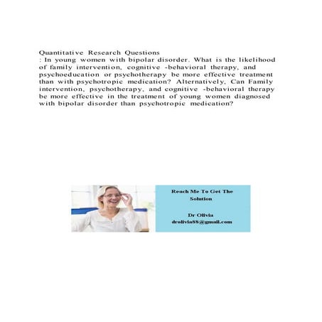 Quantitative Research Questions In Young Women With Bipolar D Docx