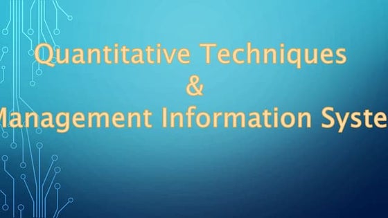 Importance of quantitative techniques in managerial decisions | PDF