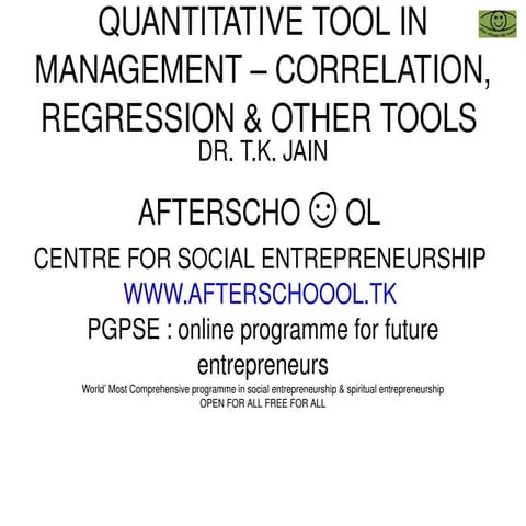 Quantitative Tool In Management – Correlation, Regression & Other Tools | ODP