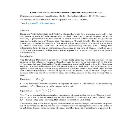 Quantized space time and Einstein's special theory of relativity.pdf