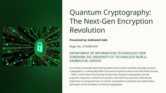Quantum Cryptography presentation | PPT