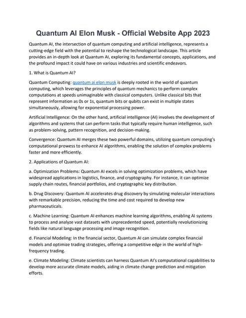 Understanding Quantum AI and its Impact on World | USAII® | PDF