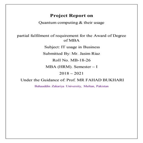 Quantum computing | DOCX | Physics | Science