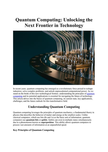 Quantum Computing: Current Landscape and the Future Role of APIs | PDF | Physics | Science