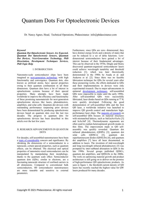 Quantum Dots and its applications | PPT