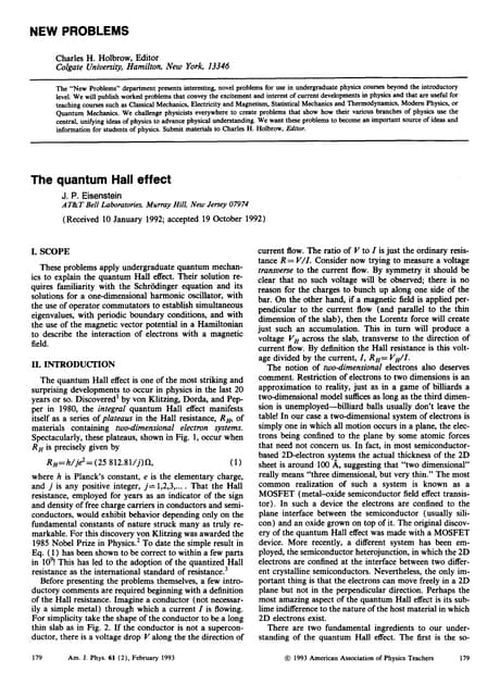 The integral & fractional quantum hall effect | PPTX