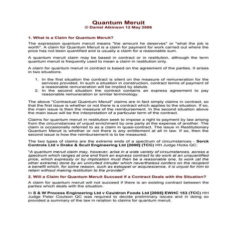 Quantum Meruit | PDF