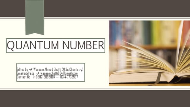 quantum numbers class 11 ppt for chemistry | PPTX