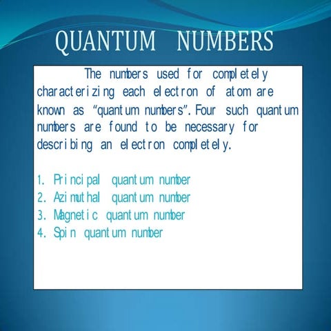 quantum numbers class 11 ppt for chemistry | PPTX